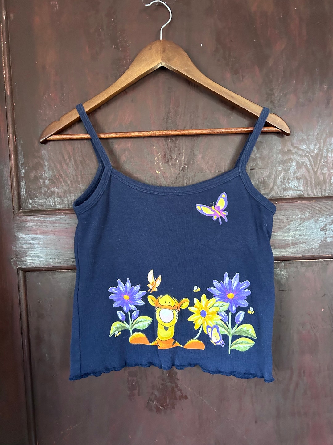 Vintage 90s Tigger From Winnie the Pooh Navy Blue Crop Top Spaghetti ...