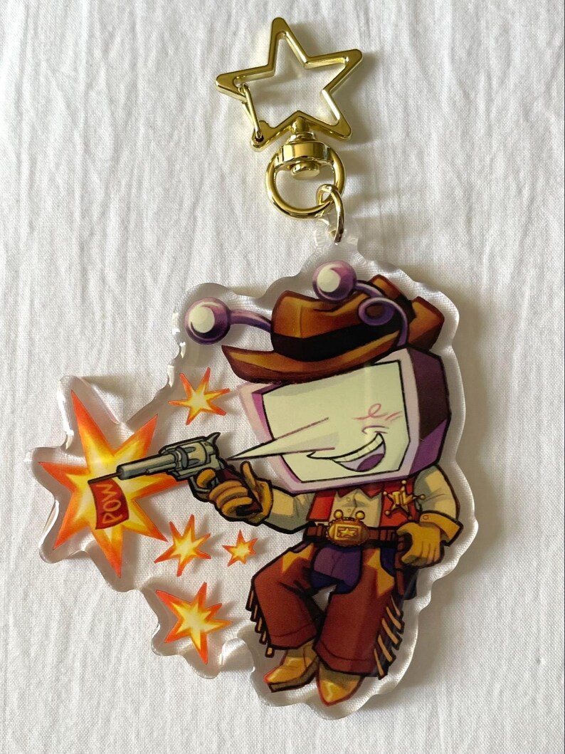 Cowboy Tenna Keychain 3 Inches/7.5cm Tall, Acrylic Charms Double-sided ...