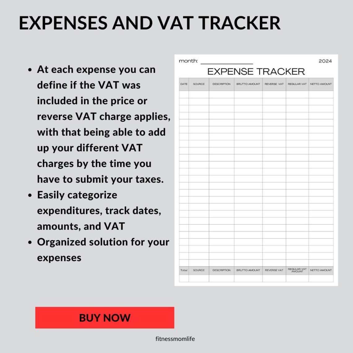 Expenses and VAT Tracker Sheet, Small Business VAT and Expenses Chart ...