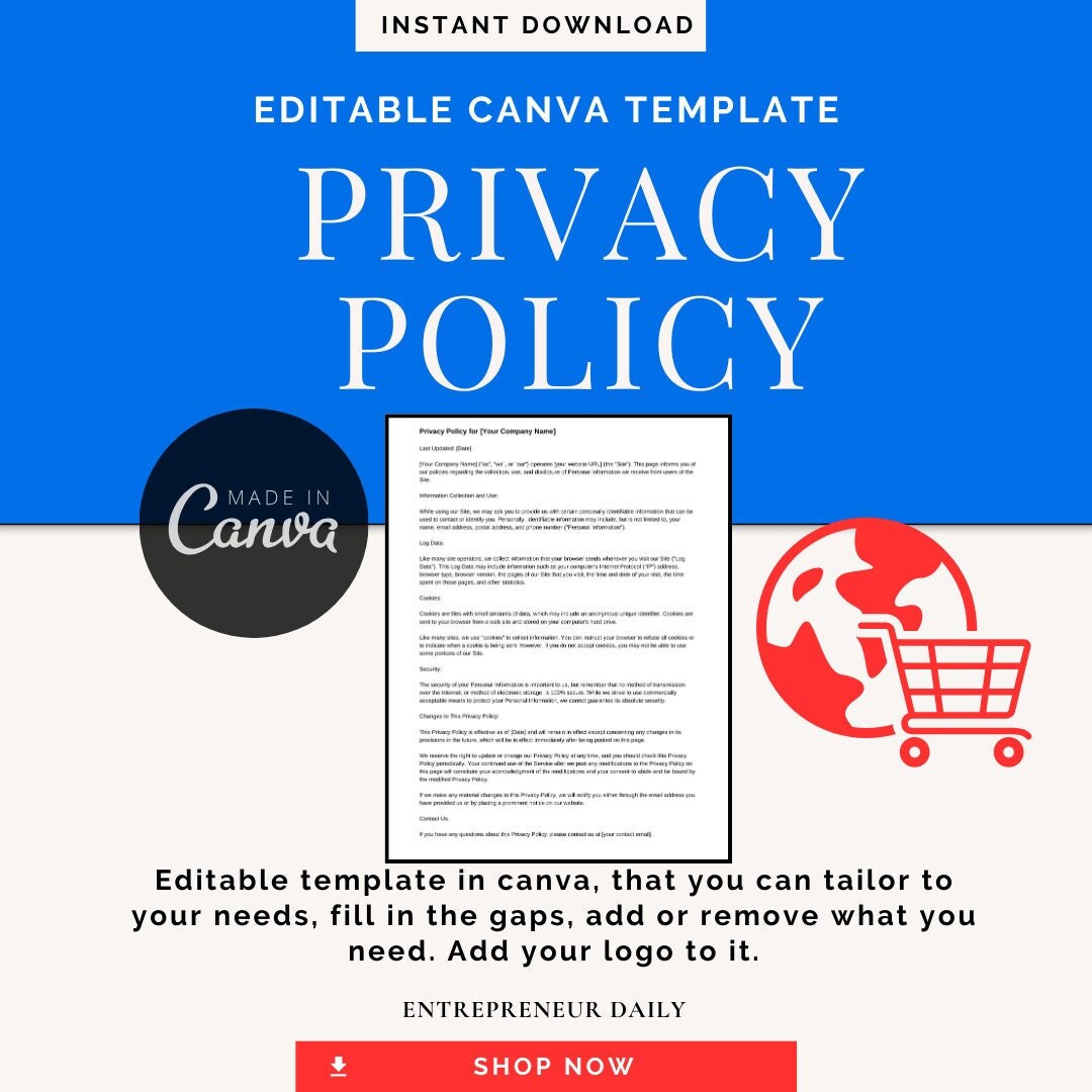 Customizable Privacy Policy Template Canva, Privacy Policy Statement ...