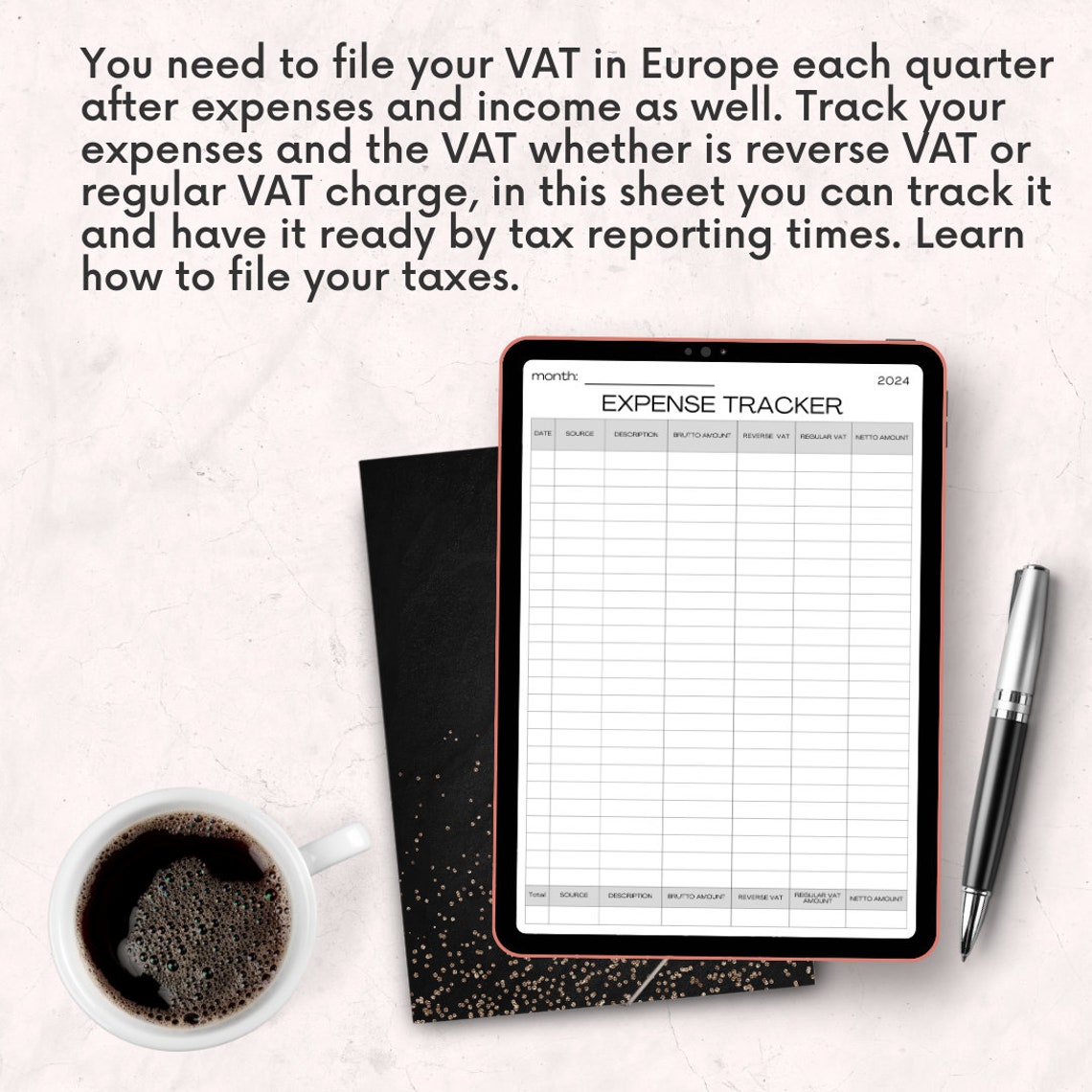 Expenses and VAT Tracker Sheet, Small Business VAT and Expenses Chart ...
