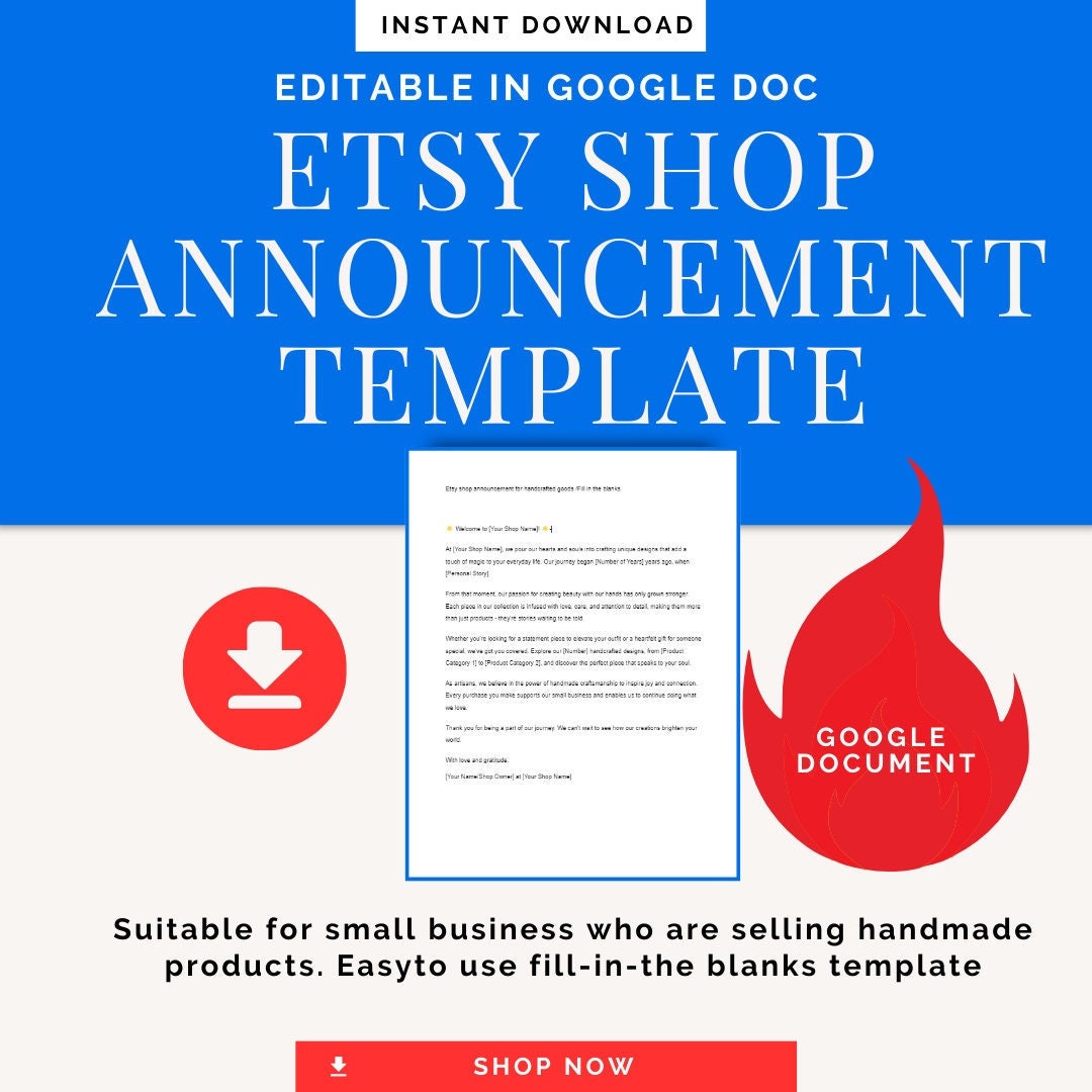 Etsy Shop Announcement Template, Etsy Shop Announcement Editable ...