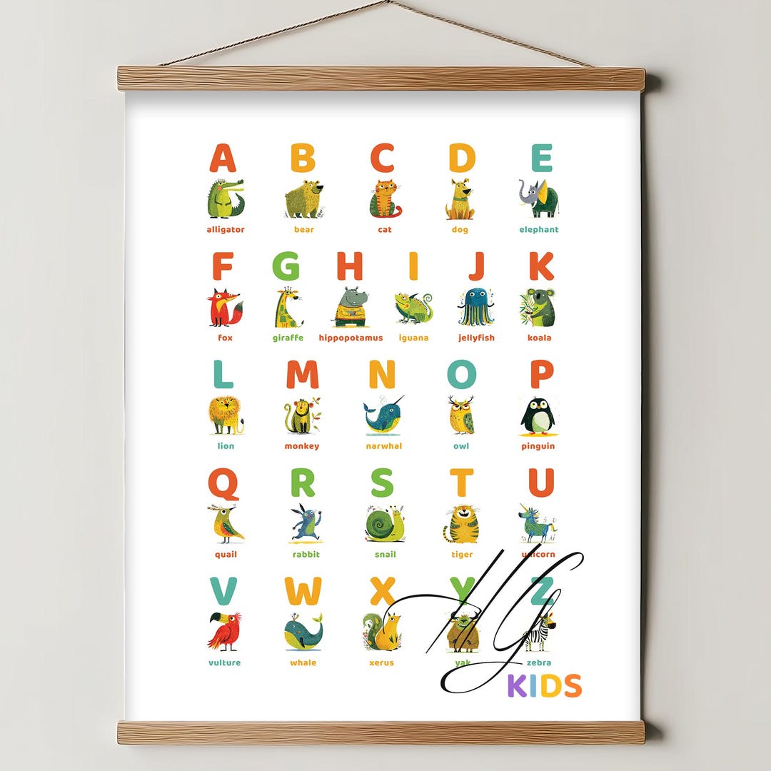 Alphabet Animals Poster – English ABC AR Animated Wall Art for Nursery ...