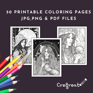 Crystal Magic: Witch's Coloring Pages - 50 Designs for Relaxation ...