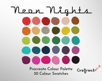 Neon Memories Digital Color Palette Swatches for Photoshop Illustrator ...