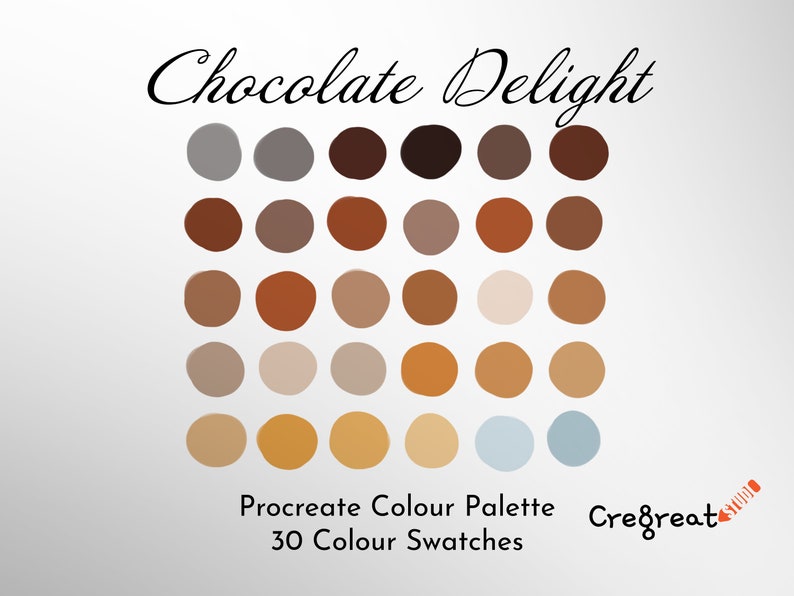 Procreate Swatch Chocolate Delight Color Palette Instant Download, 30 ...