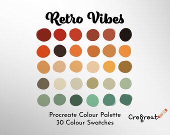 Color Palette for Procreate, Retro, 70s, 30 Swatches, Digital File ...