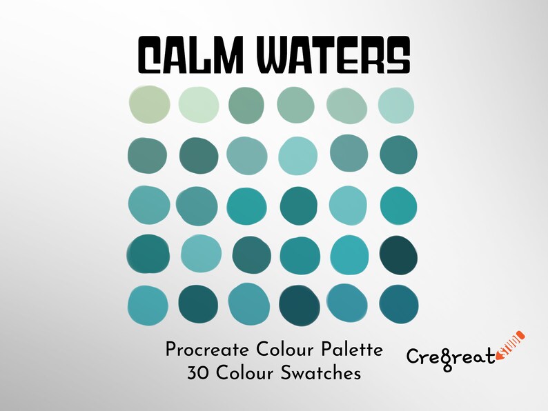 Procreate Swatch Calm Waters Color Palette Instant Download, 30 ...