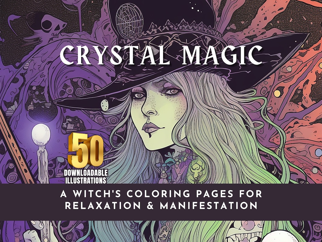 Crystal Magic: Witch's Coloring Pages - 50 Designs for Relaxation ...