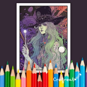 Crystal Magic: Witch's Coloring Pages - 50 Designs for Relaxation ...