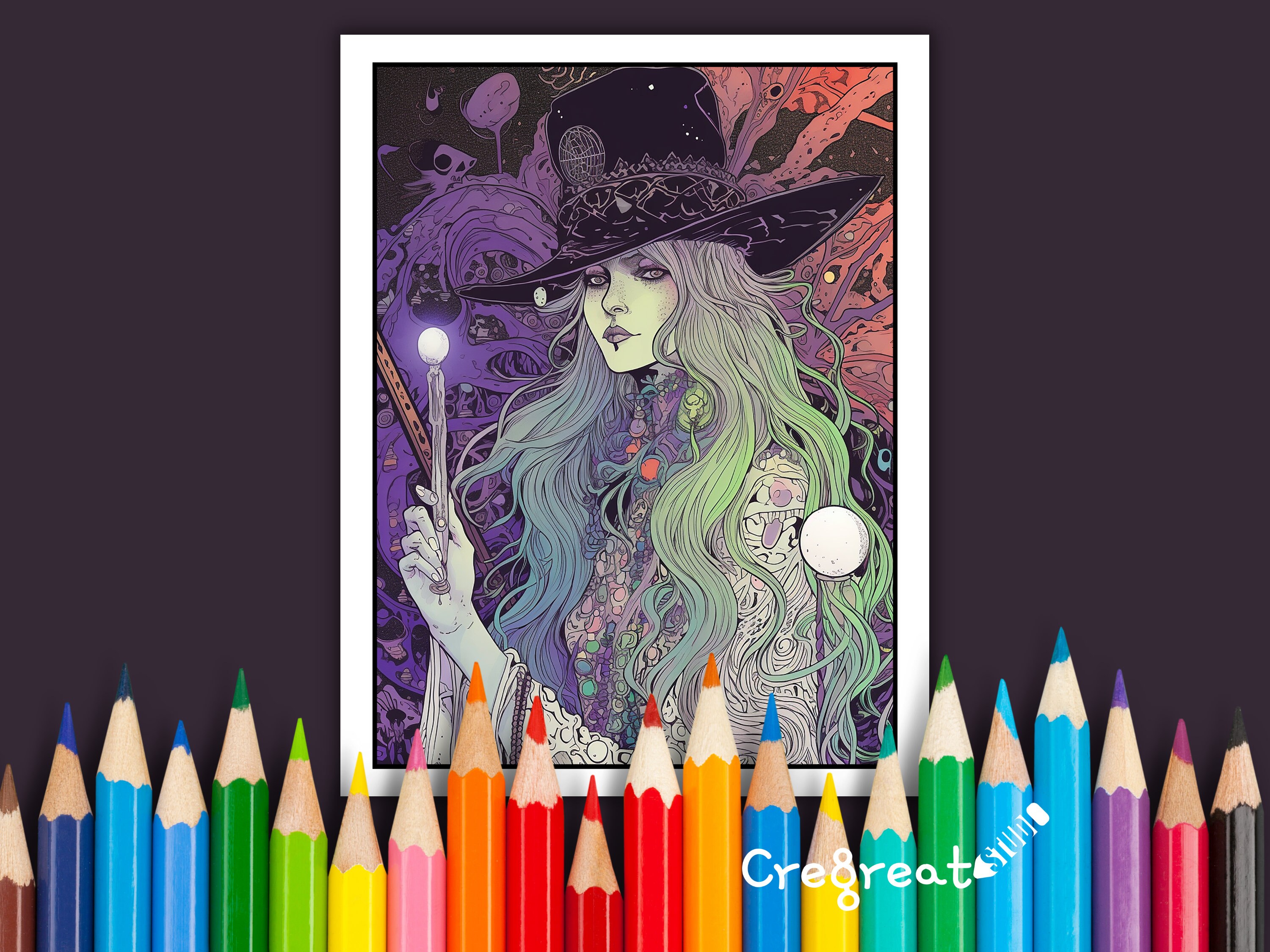 Crystal Magic: Witch's Coloring Pages 50 Designs for Relaxation ...