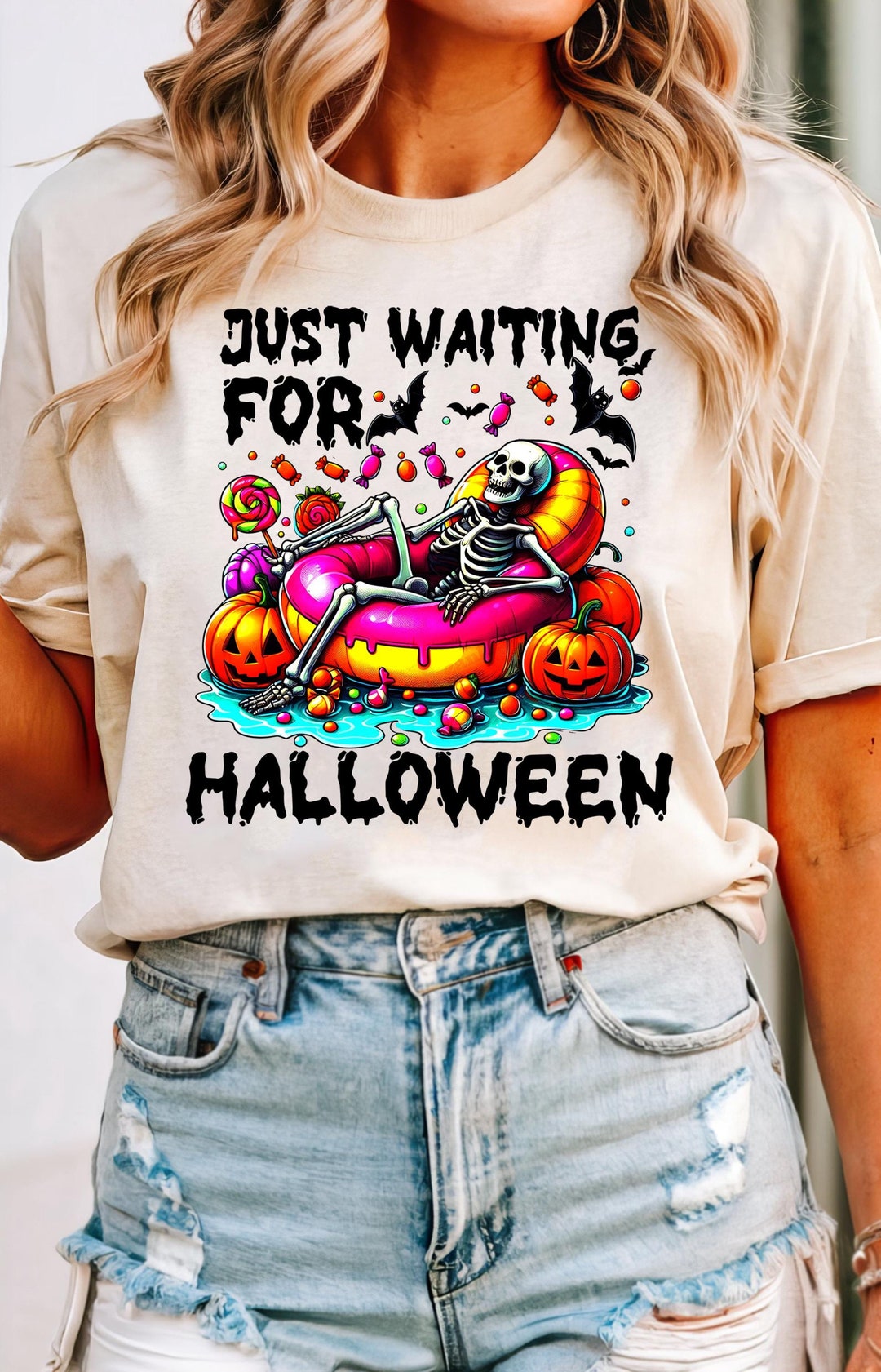 Just Waiting for Halloween Png, Cute Summerween Clipart, Spooky Summer ...