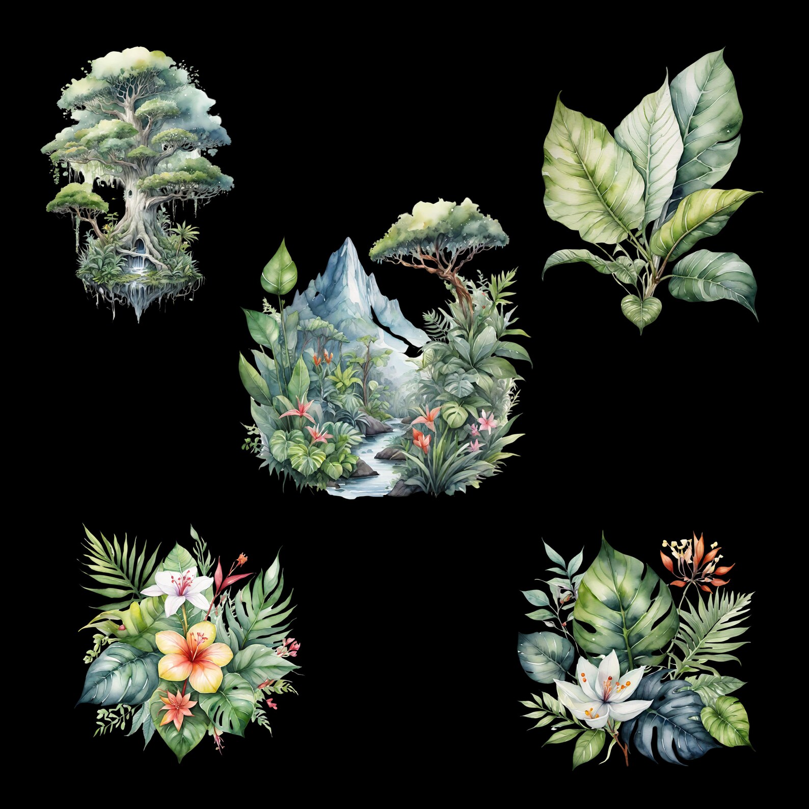 Cute Jungle Animals Clipart Bundle Transparent Background PNG Images ...