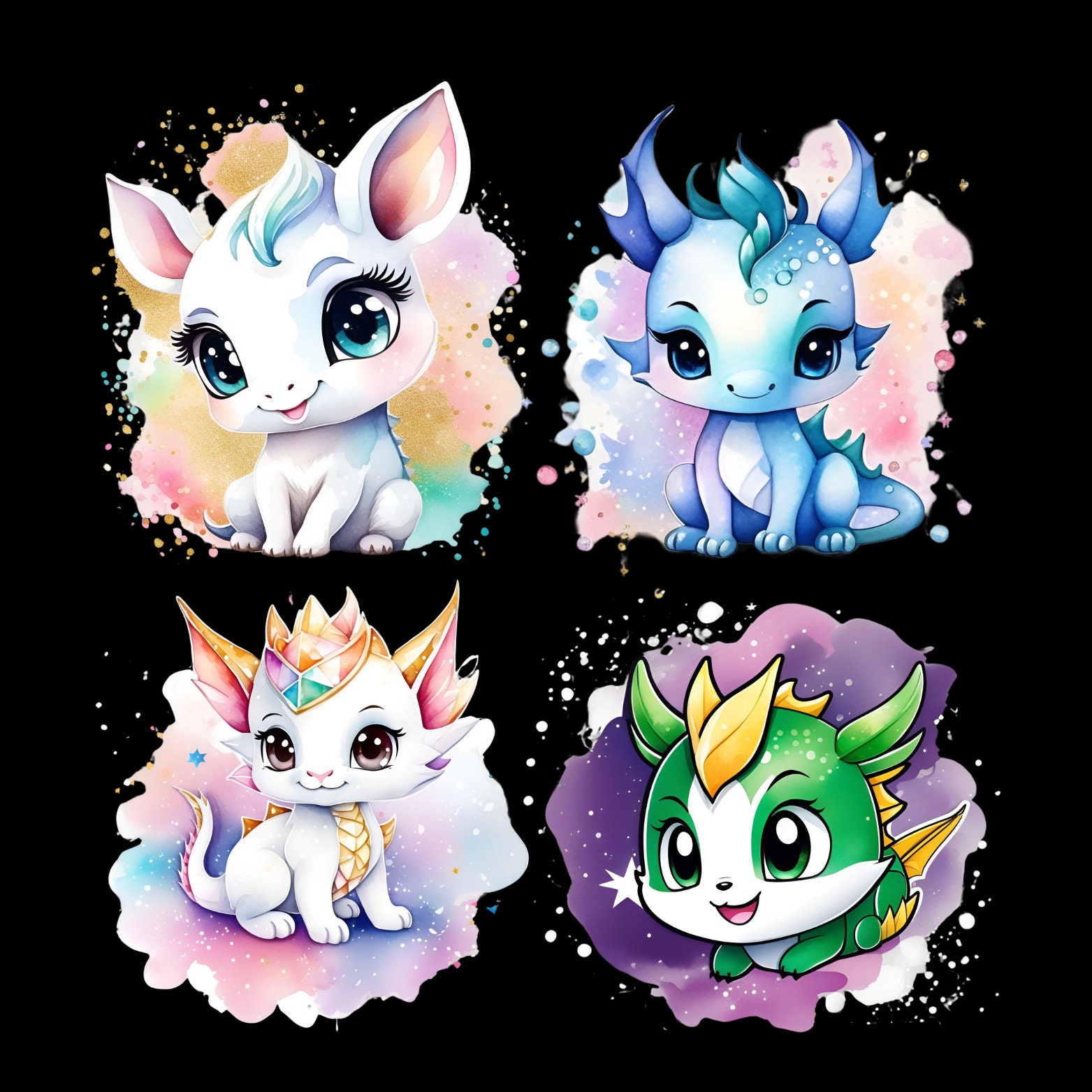 12 PNG Cute Dragon Clipart Set. Transparent Background PNG Images ...