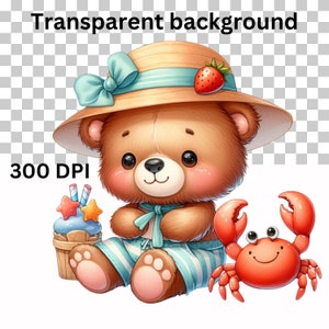 Summer Time Bear Clipart Bundle PNG Images. Bear Clipart, Summer Time ...