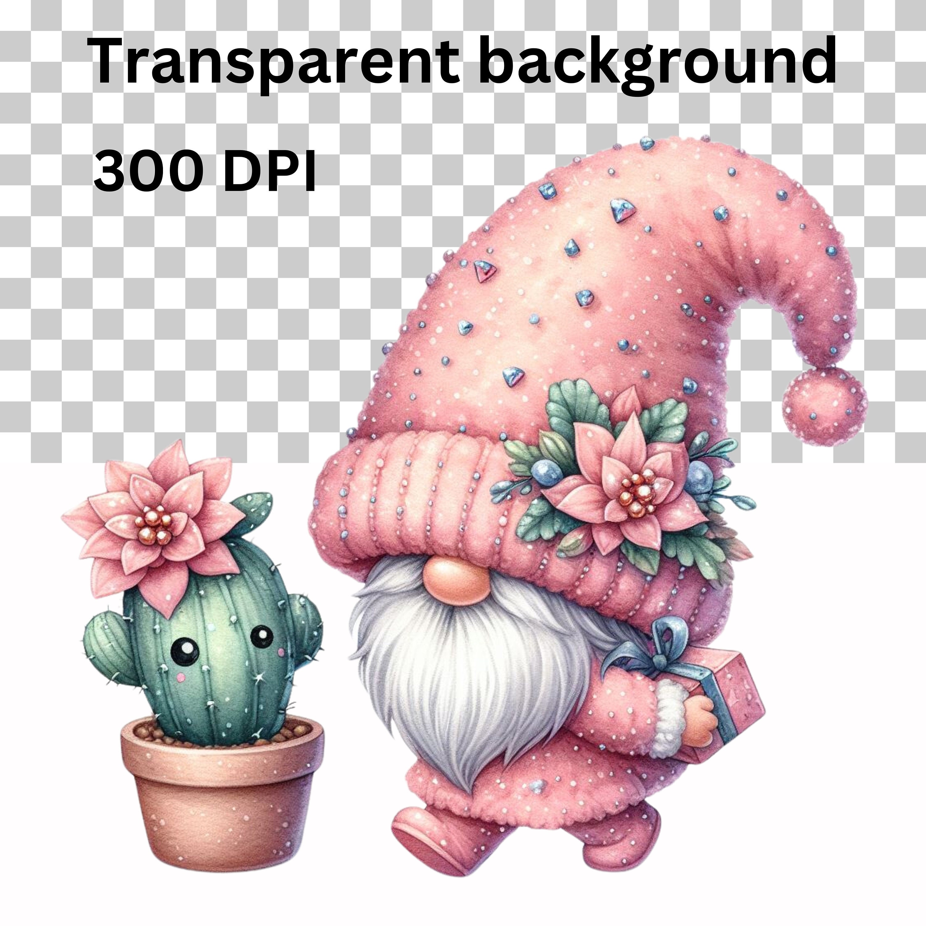 Cactus Gnome Clipart Bundle PNG Images. Gnome Clipart, Pink Gnome. DIY ...