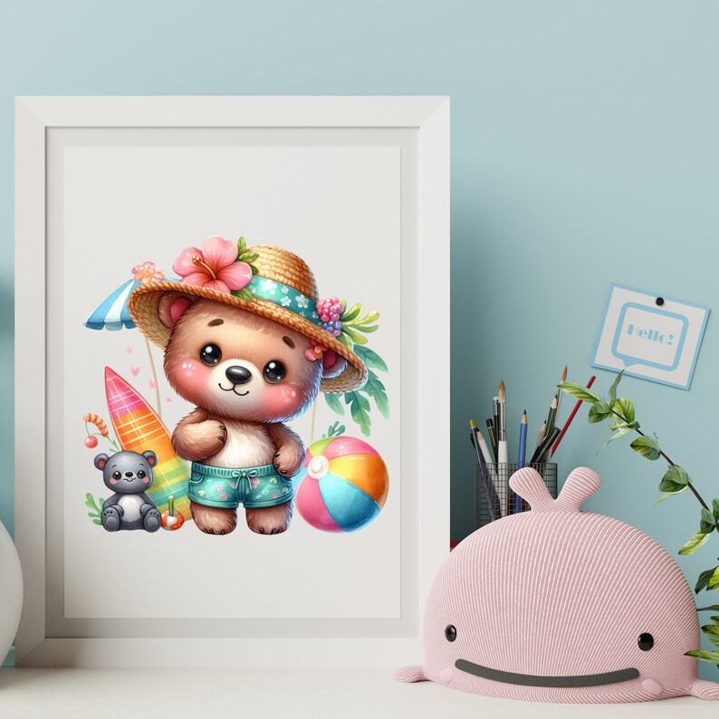 Summer Time Bear Clipart Bundle PNG Images. Bear Clipart, Summer Time ...