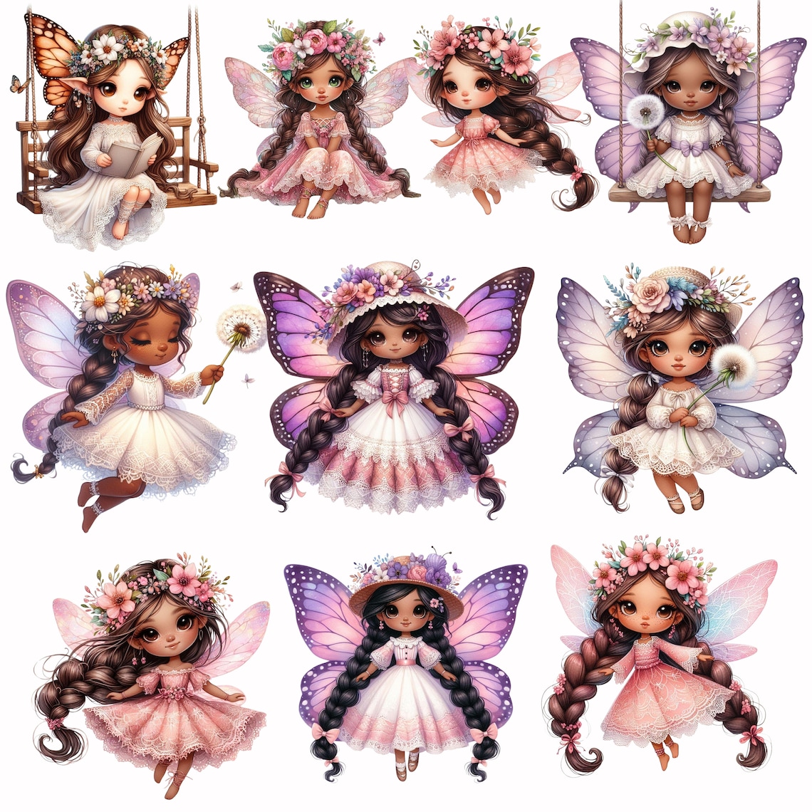 Cute Fairy Clipart Bundle 10 PNG Images. Fairy Clipart. Printable Art ...