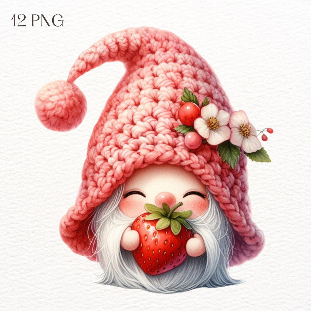 Cute Strawberry Gnome Clipart Bundle Transparent Background PNG Images ...