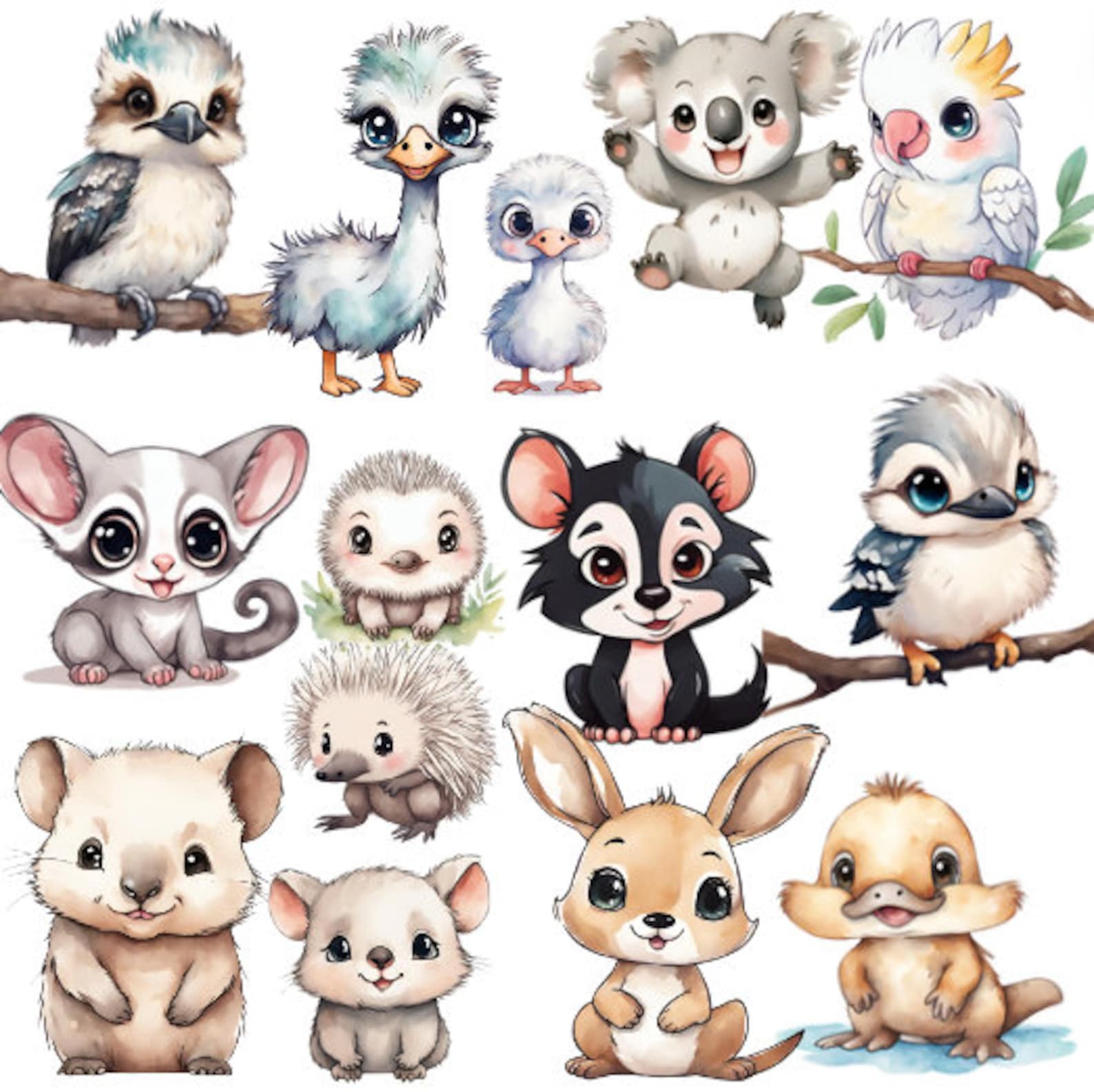 Cute Australia Animal Clipart Bundle Transparent Background PNG Images ...