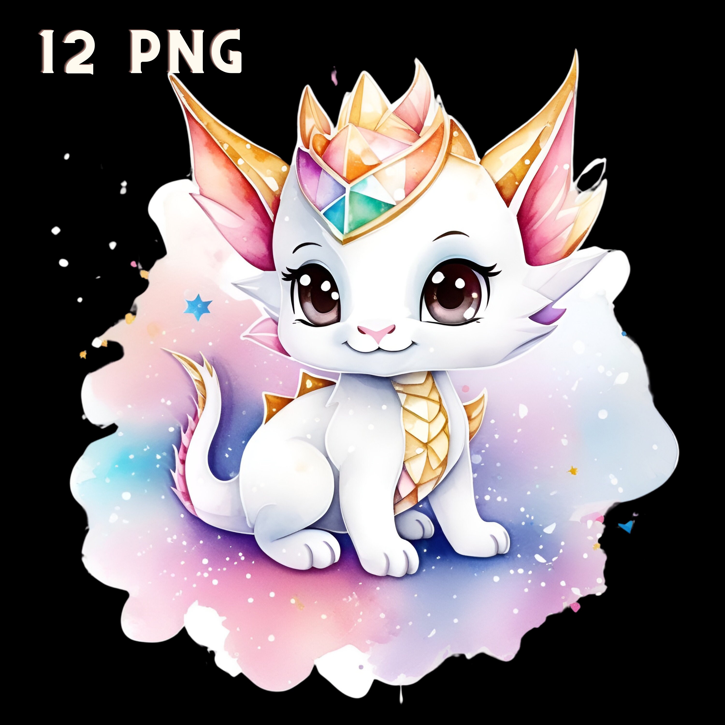 12 PNG Cute Dragon Clipart Set. Transparent Background PNG Images ...