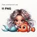 Cute Mermaid and Clown Fish Clipart Bundle 11 PNG Images. Mermaid ...