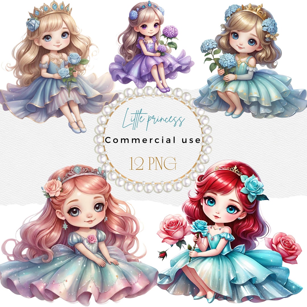 Cute Princess Clipart Set PNG Images. Nursery Clipart, Princess Clipart ...