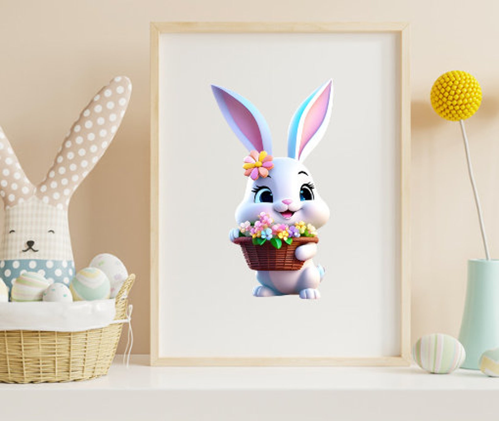 Cute Easter Bunny and Chick Clipart Bundle PNG Images. Easter Clipart ...