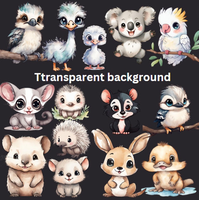 Cute Australia Animal Clipart Bundle Transparent Background PNG Images ...
