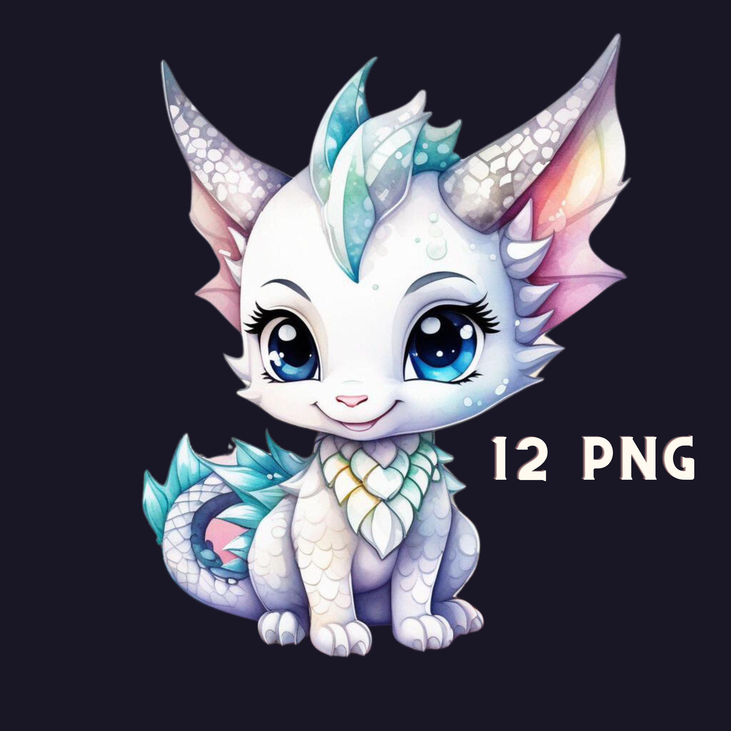 12 PNG Cute Dragon Clipart Set. Transparent Background PNG Images ...