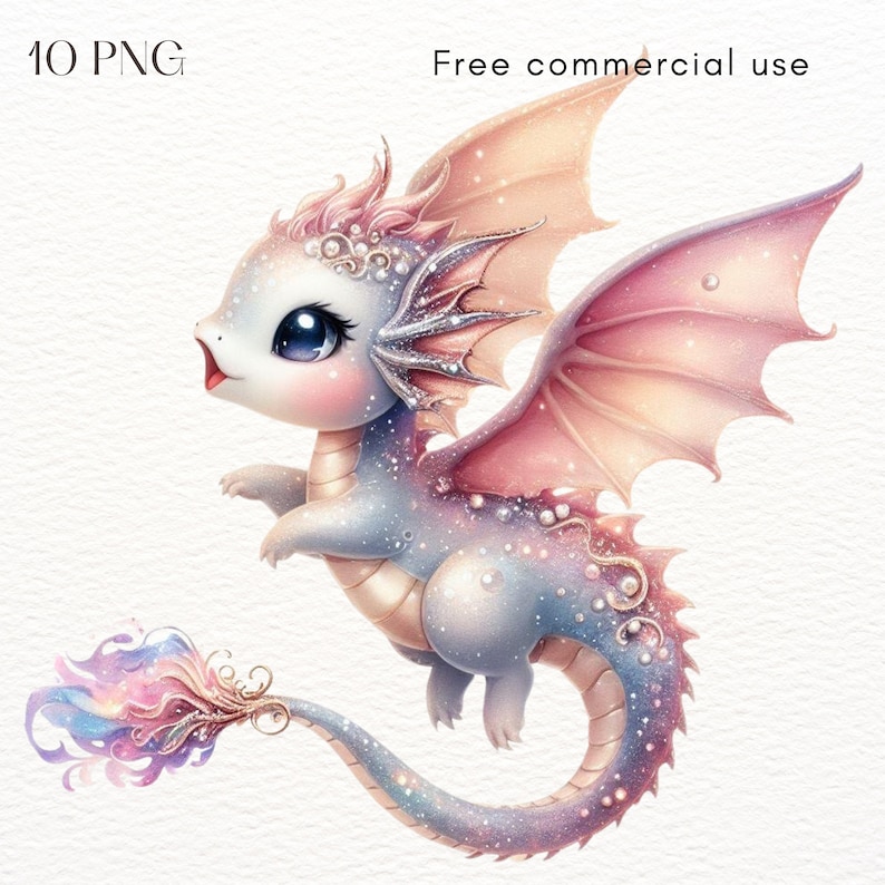 Cute Dragon Clipart Bundle. Transparent Background PNG Images. Instant ...
