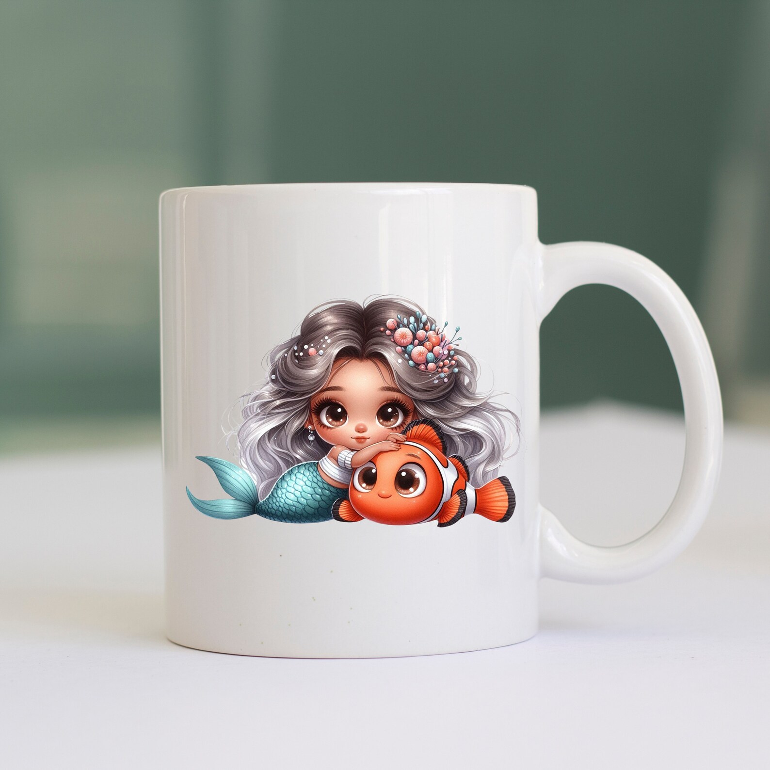 Cute Mermaid and Clown Fish Clipart Bundle 11 PNG Images. Mermaid ...
