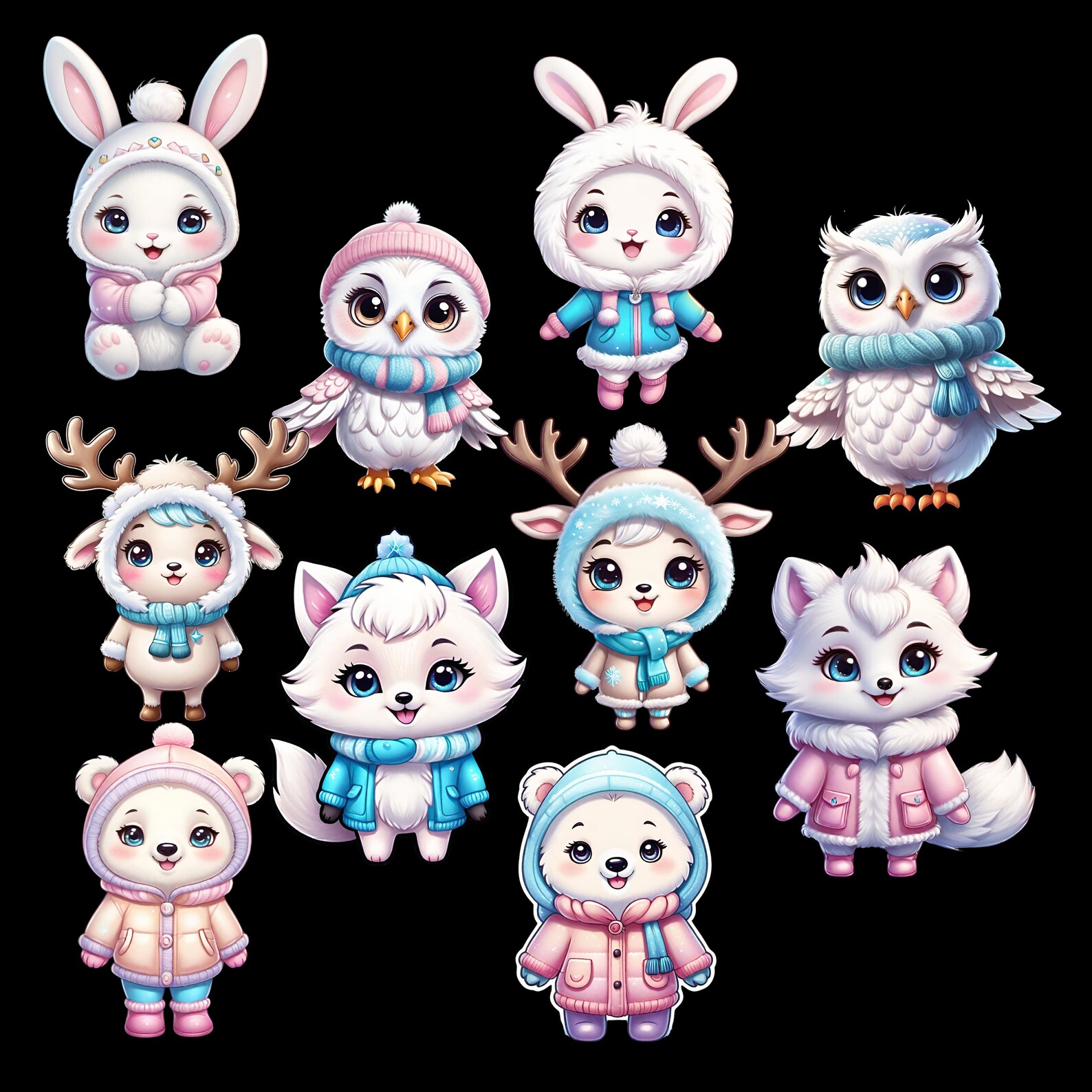 Cute Arctic Animals Clipart Bundle Transparent Background PNG Images ...