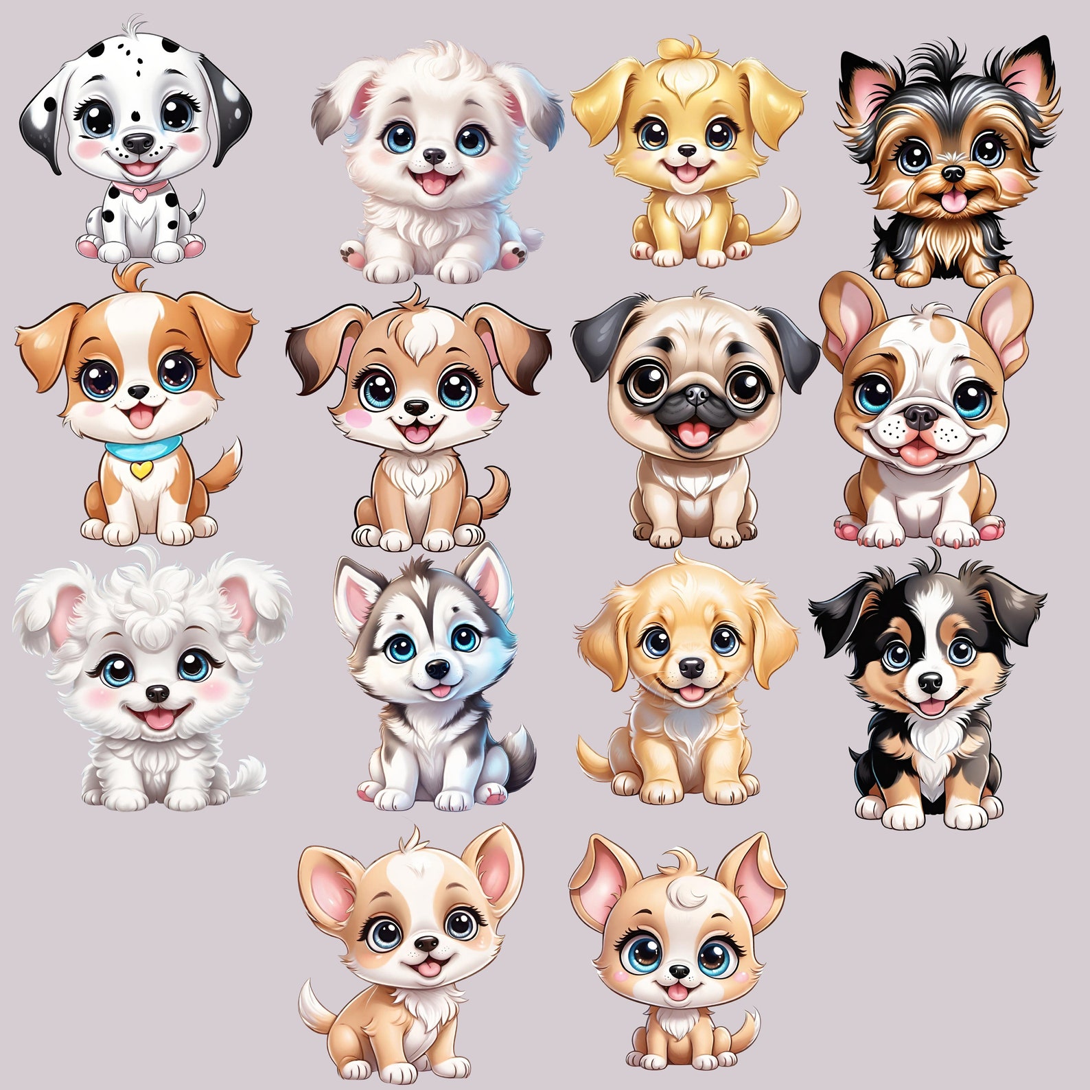 Cute Puppy Clipart Bundle Transparent Background PNG Images. Cute Dogs ...