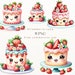 Cute Strawberry Cake Clipart Bundle PNG Images. Printable Art, Cake ...