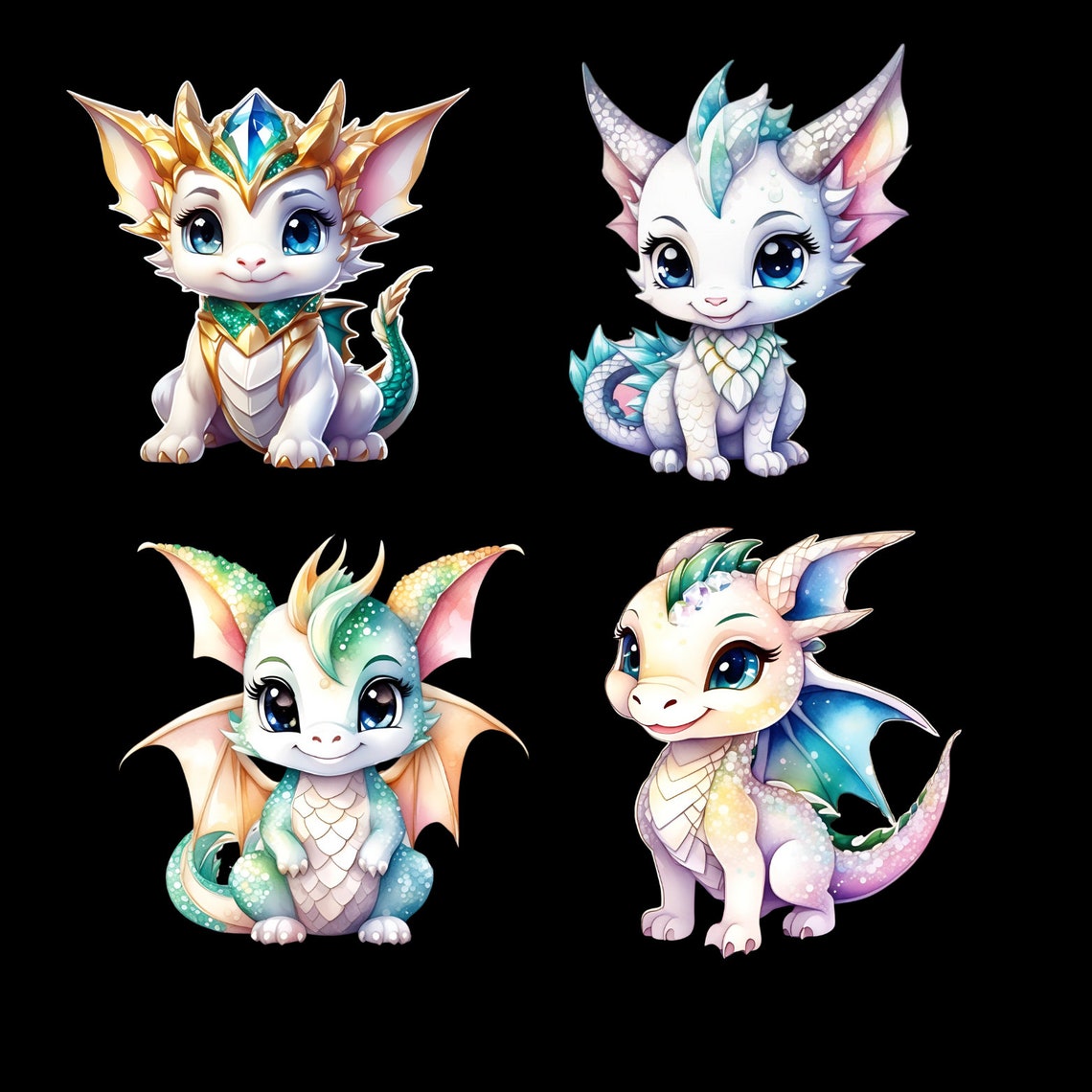 12 PNG Cute Dragon Clipart Set. Transparent Background PNG Images ...