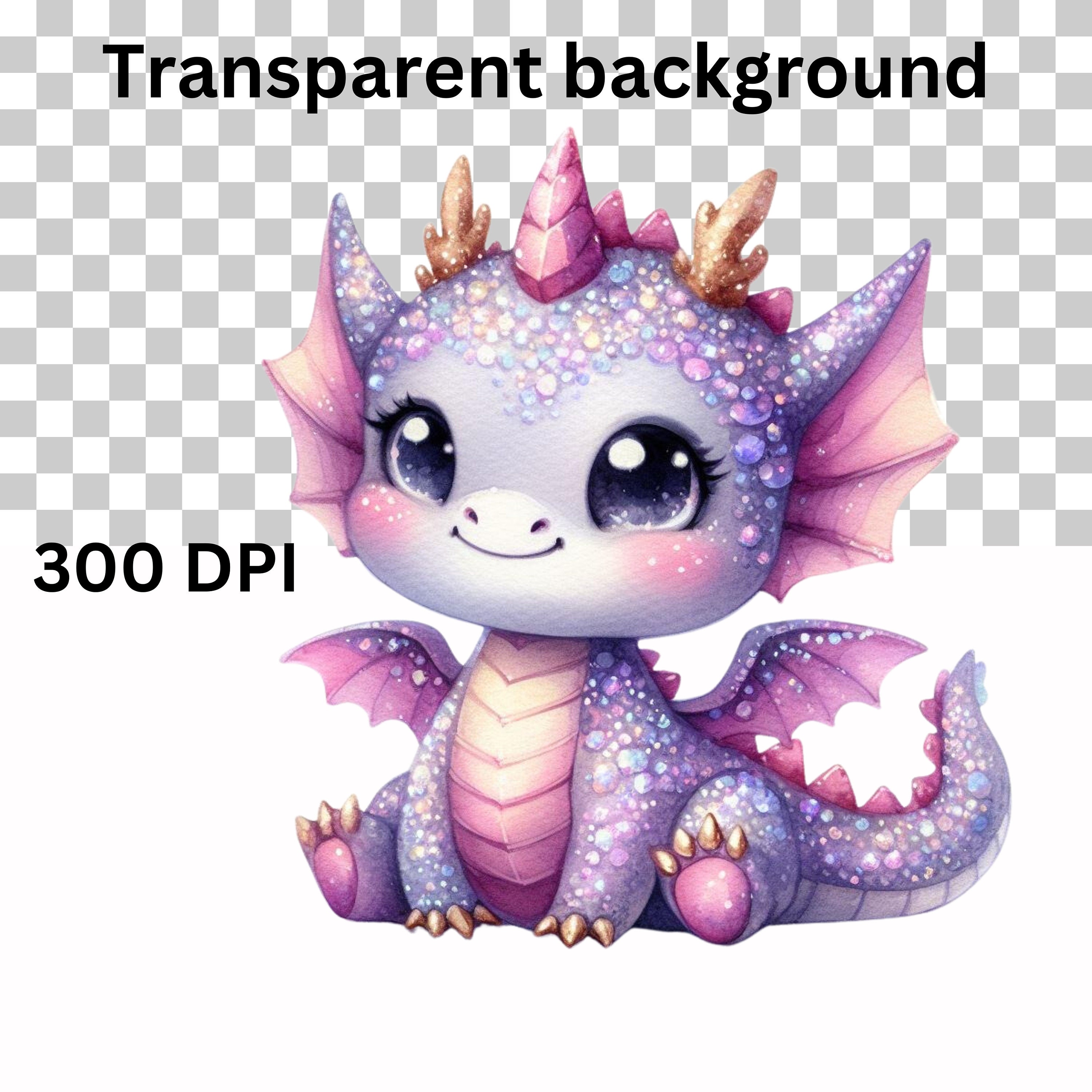 Cute Dragon Clipart Bundle. Transparent Background PNG Images. Instant ...