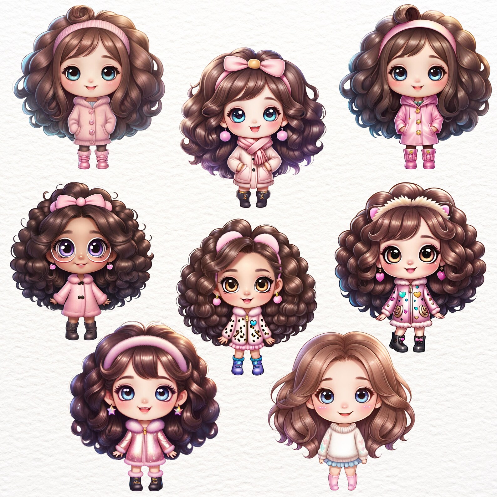 Cute Fashion Girl Clipart Bundle Transparent Background PNG Images ...