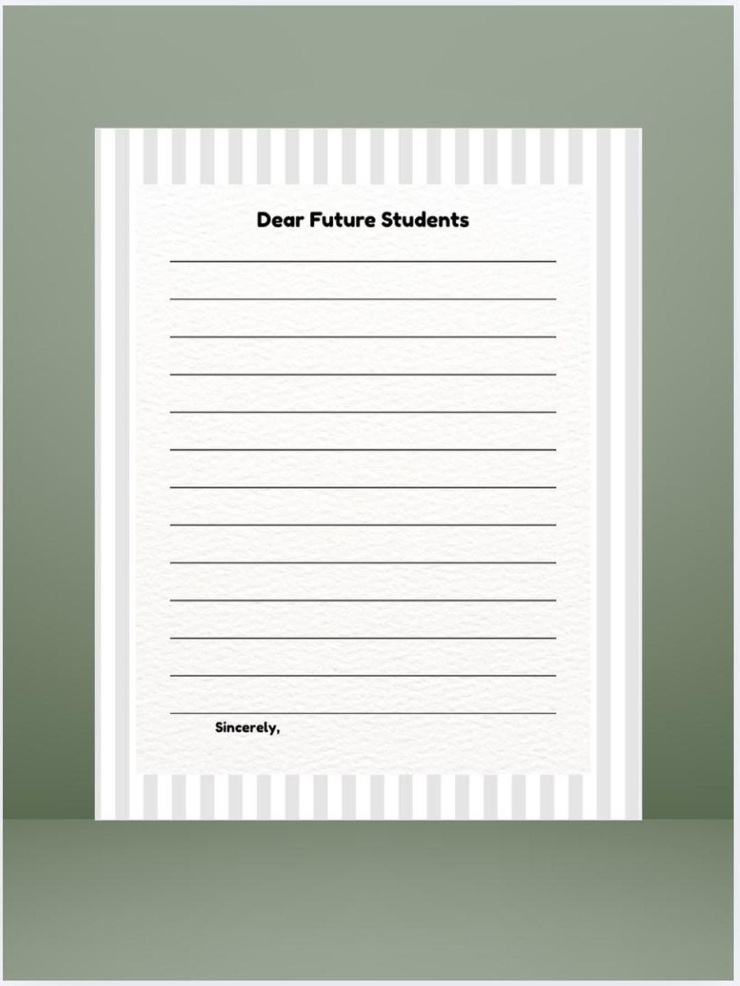 Dear Future Students Letter | End of Year Writing Activity - Etsy