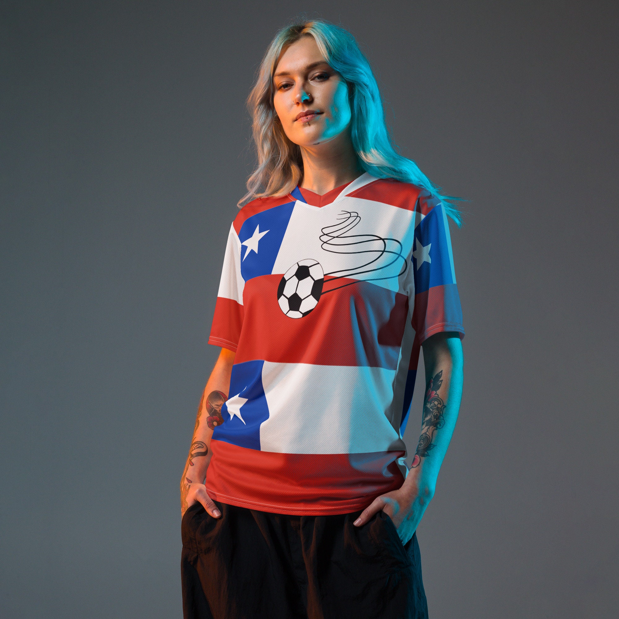 Chile Flag-inspired Unisex Sports Jersey, Chilean Fútbol Soccer, Regalo ...