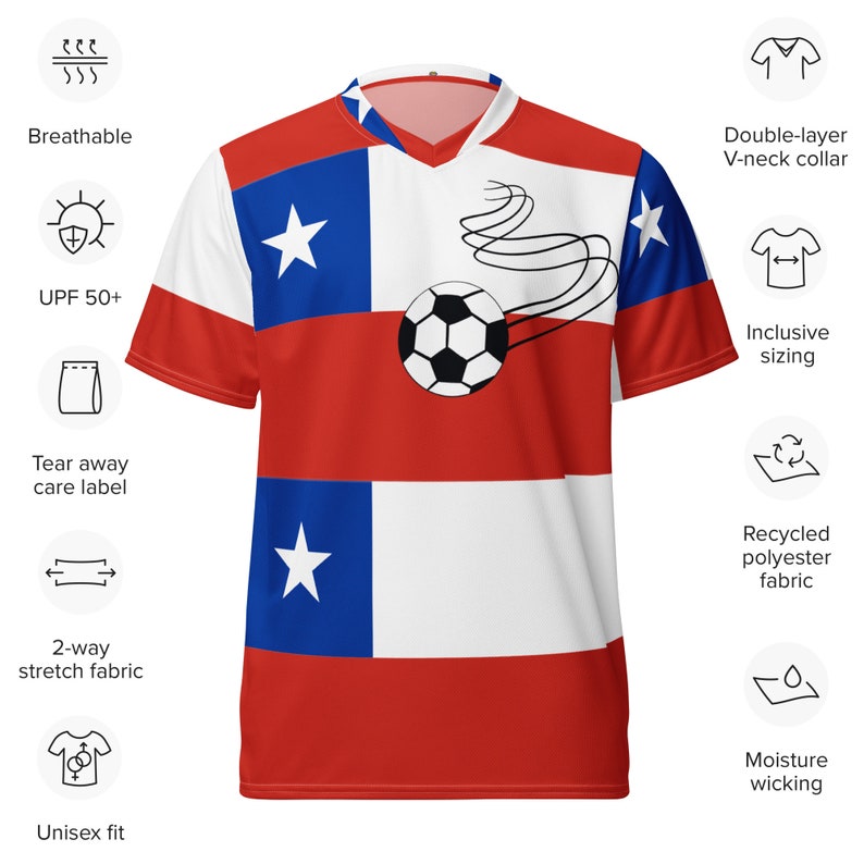 Chile Flag-inspired Unisex Sports Jersey, Chilean Fútbol Soccer, Regalo ...