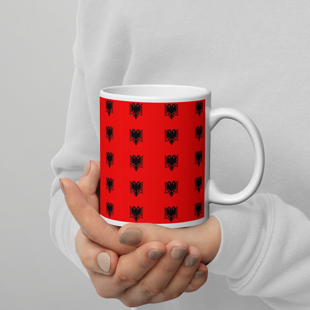Albania Flag Design Glossy Mug, Gift for Albanian, Coffee Mug With ...