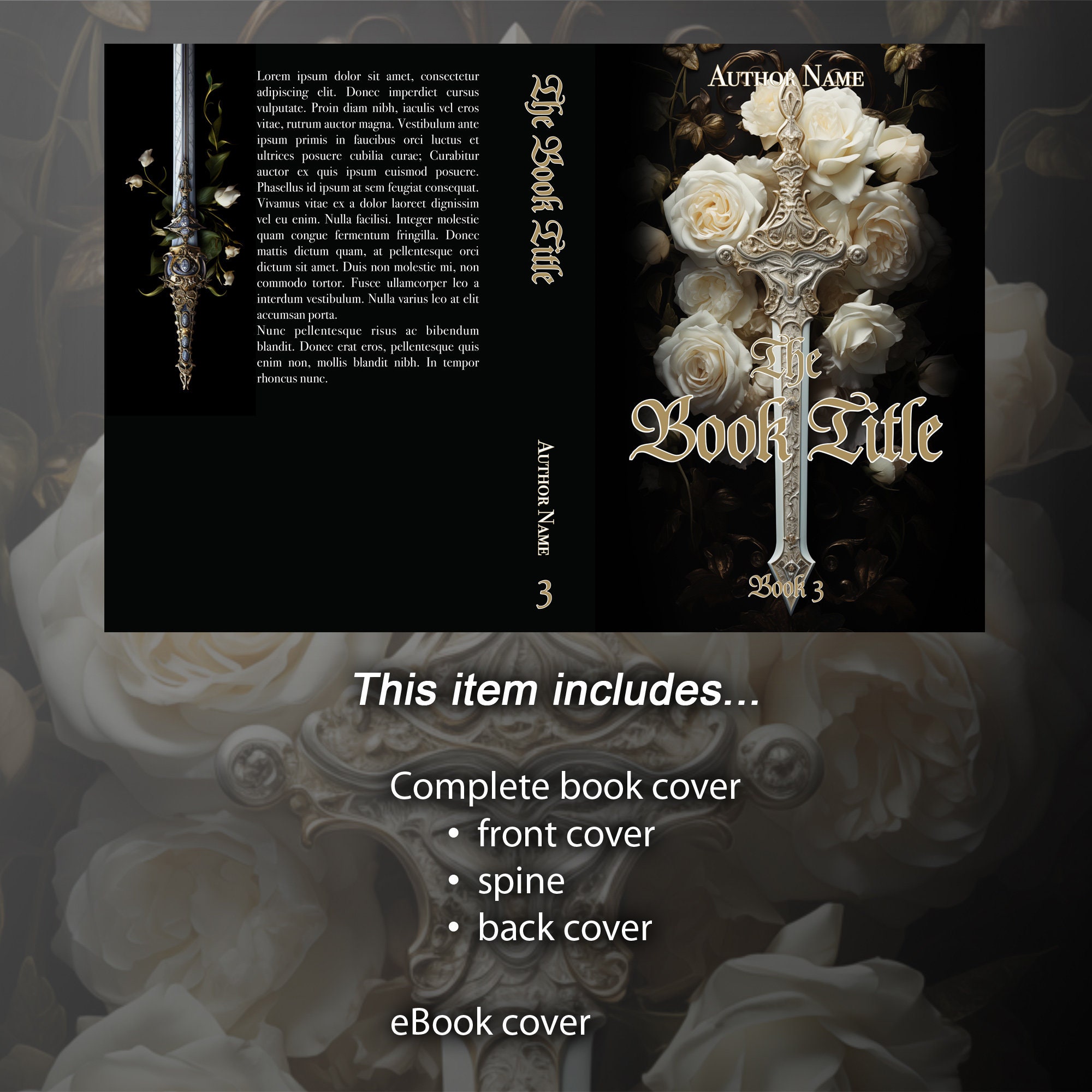 Customizable Book Cover Design Series of 3 Pre-made Fantasy Book and ...