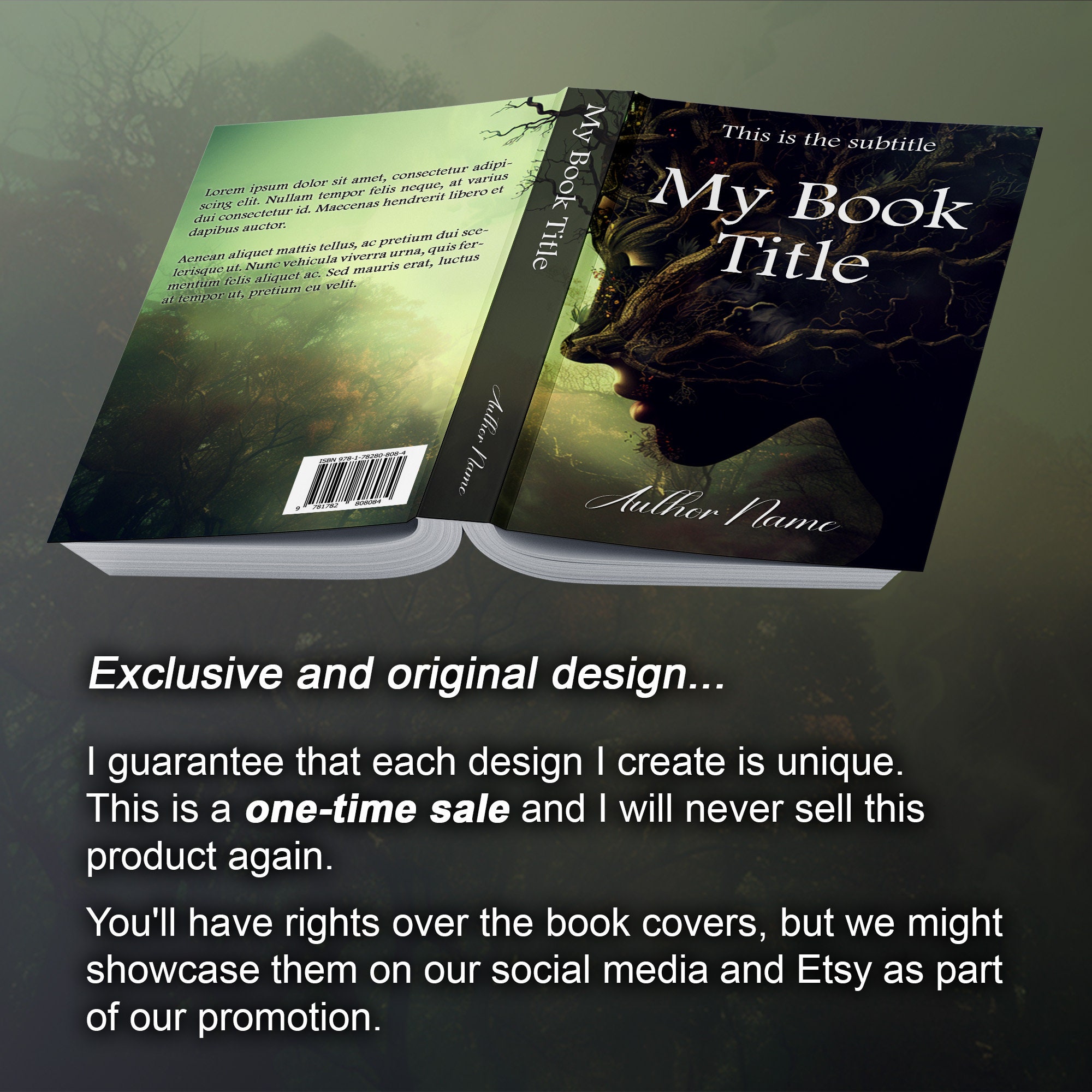 Customizable Book Cover Design Pre-made Romance Cover Physical Book ...
