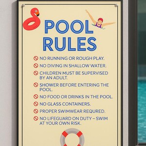 Pool Rules Poster, Pool Sign Board, Swimming Pool Decor, Outdoor ...