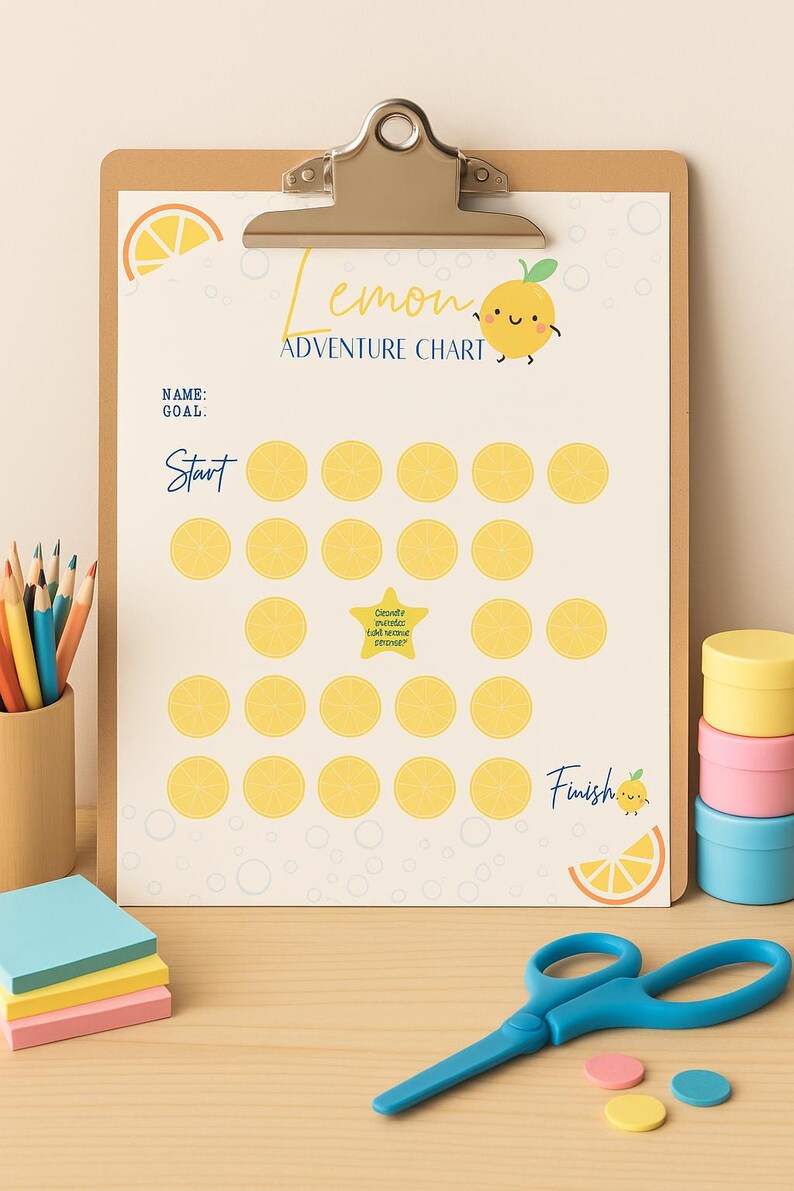 Printable Reward Chart for Kids – Lemon Adventure Goal Tracker ...