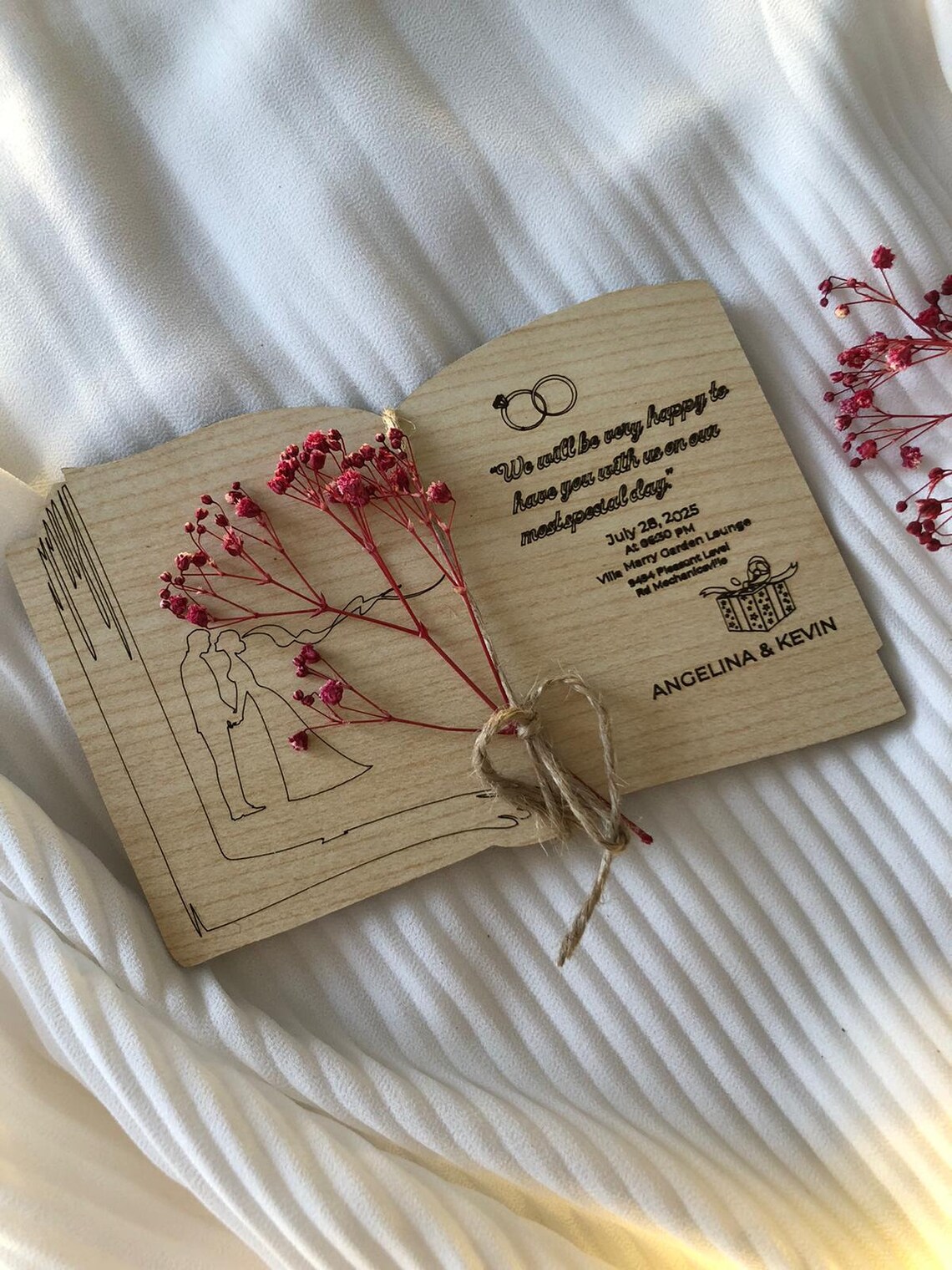Open Book Floral & Wooden Wedding Food Invitation Cart, Rustic ...