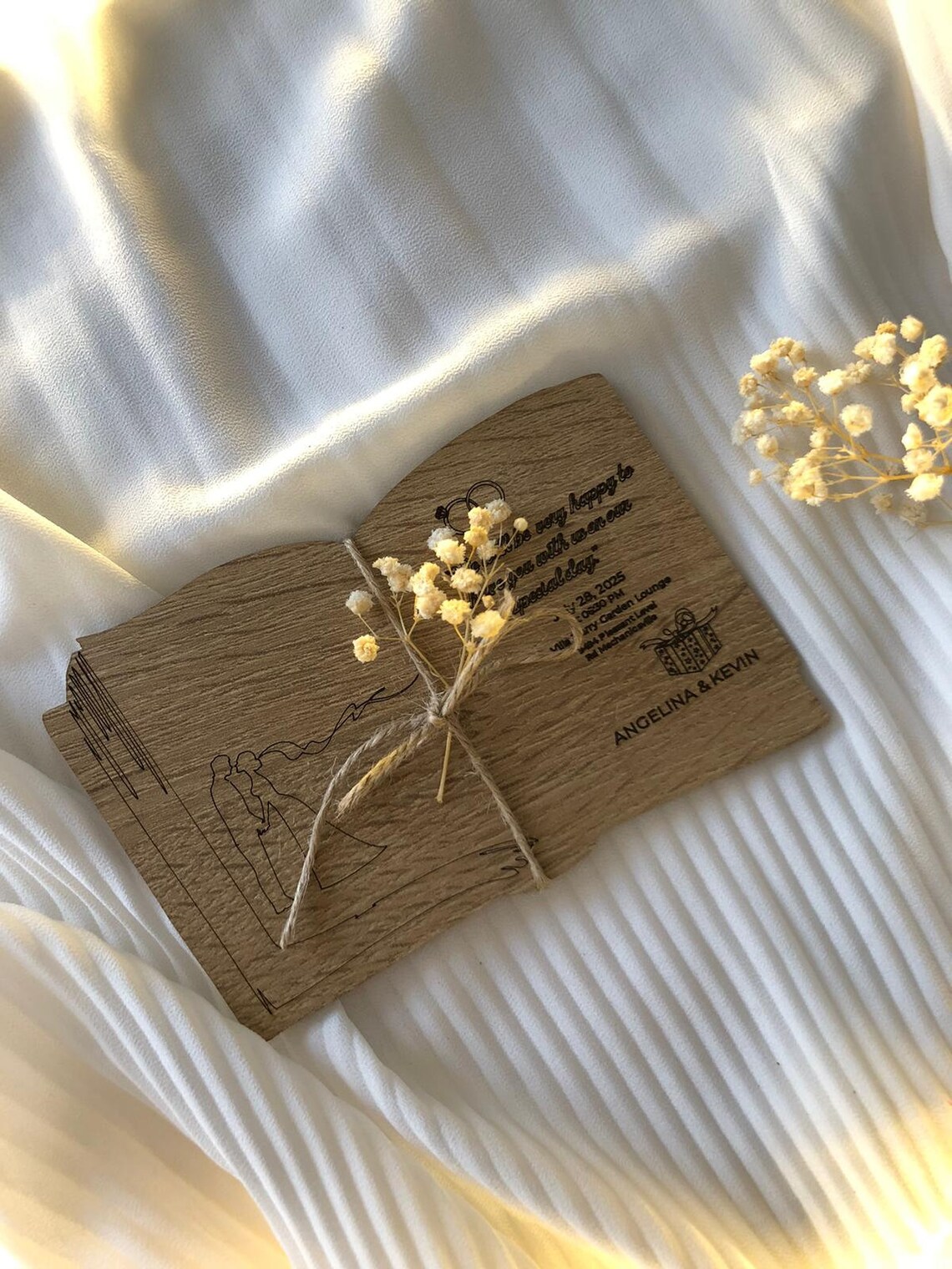 Open Book Floral & Wooden Wedding Food Invitation Cart, Rustic ...