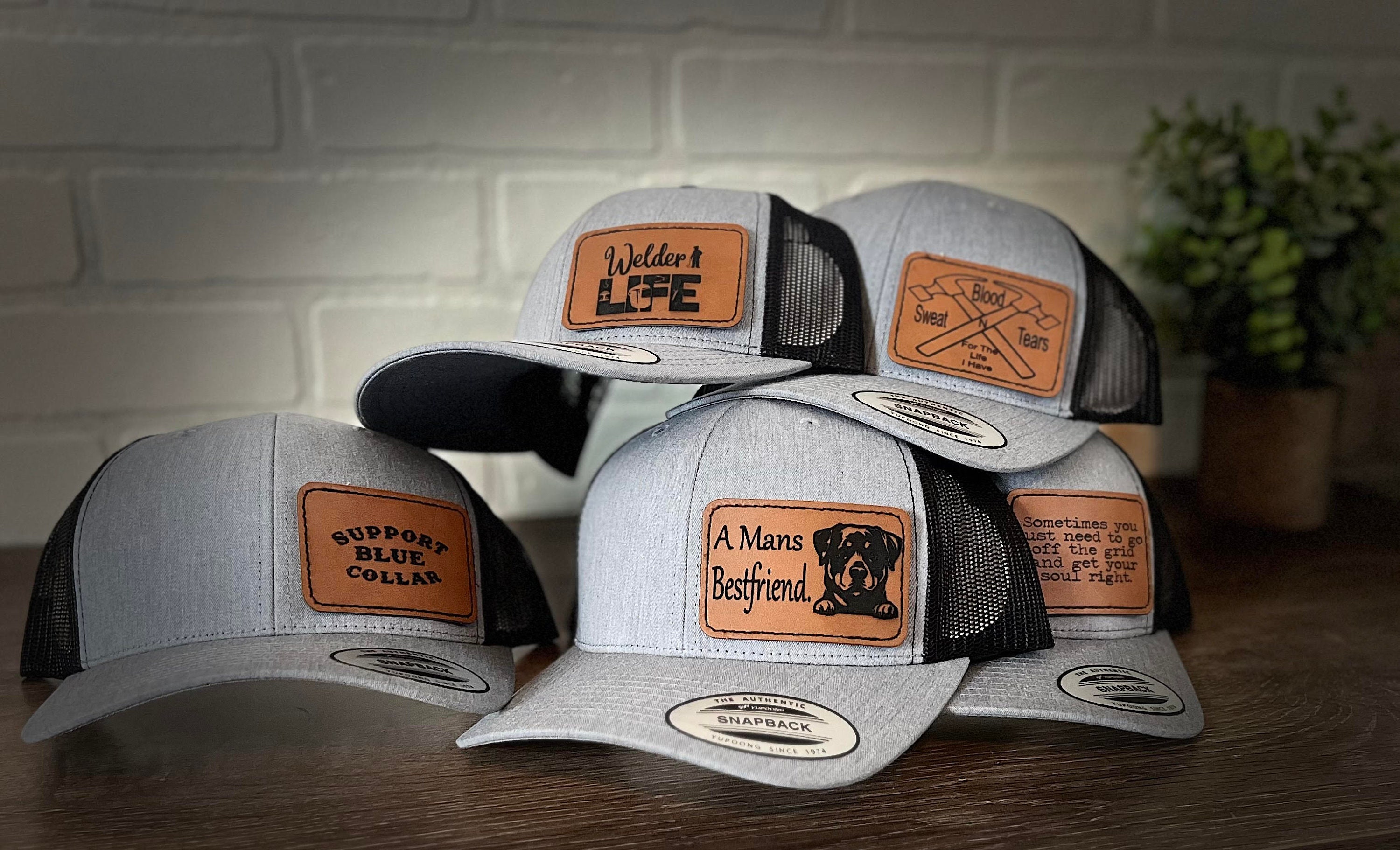 Customized Hats With Lazer Engraved Leather Patches - Etsy