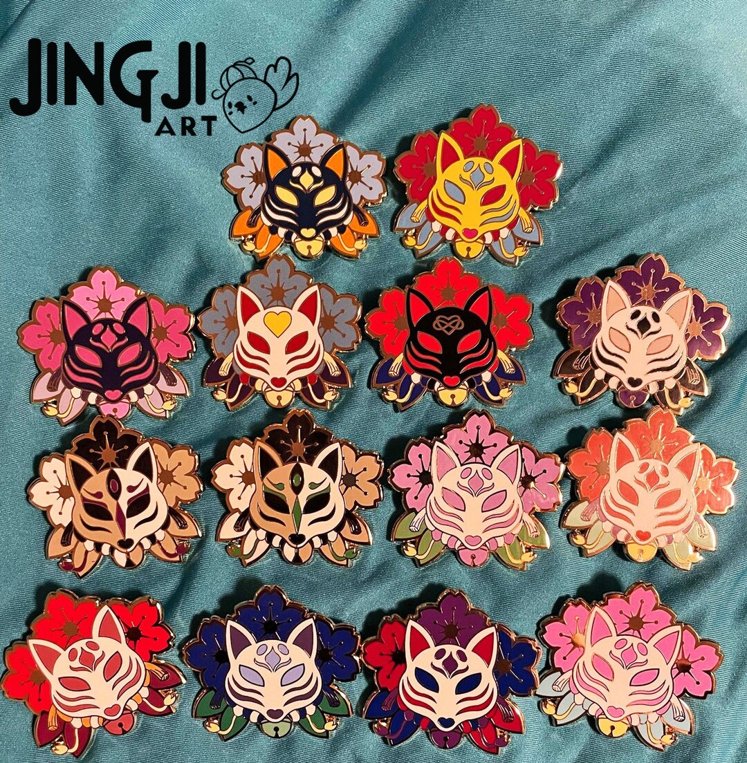 Kitsune Pride Masks Enamel Pins - Etsy